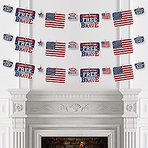 Big Dot of Happiness Happy Veterans Day - Patriotic DIY Decorations - Clothespin Garland Banner - 44 Pieces