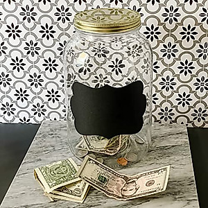 Large Coin Bank Jar for Adults - Giant One Gallon Glass Piggy Bank for Adults with Gold Slotted Metal Lid, Clear Tip jar for Money, Coin Jar for Adults, Money jar for Adults, Raffle Ticket Holder