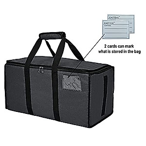 CACTIYE Storage Tote with Zippers & Carrying Handles, Heavy-Duty Oxford Fabric Moving Bags for Space Saving Moving Storage (Gray, 1 pack-large)