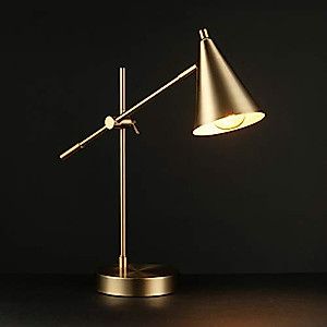 Globe Electric 52887 18" Desk Lamp, Matte Brass, Adjustable Height, Balance Arm, Rotary Switch on Shade, Home Décor, Desk Lamps for Home Office, Home Office Accessories, Adjustable Lamp, Modern