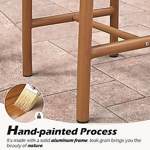 PURPLE LEAF Bar Stools Set of 2 with Back Aluminum Patio Counter Height Stools for Pool Lawn Kitchen All Weather Wicker Outdoor Bar Chairs