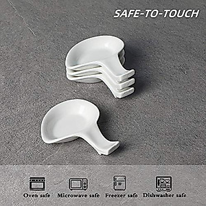 Spoon Holder, Ceramic Chopstick Fork Knife Rests, Sauce Plate, Set of 4, White