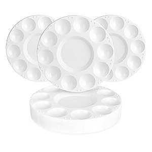 Amazon Basics Round Paint Tray Palettes, White, 15 PCS