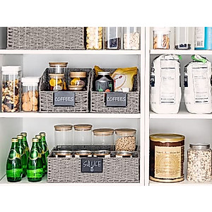 StorageWorks Storage Baskets, Rectangular Wicker Baskets with Built-in Handles, Decorative Storage Boxes