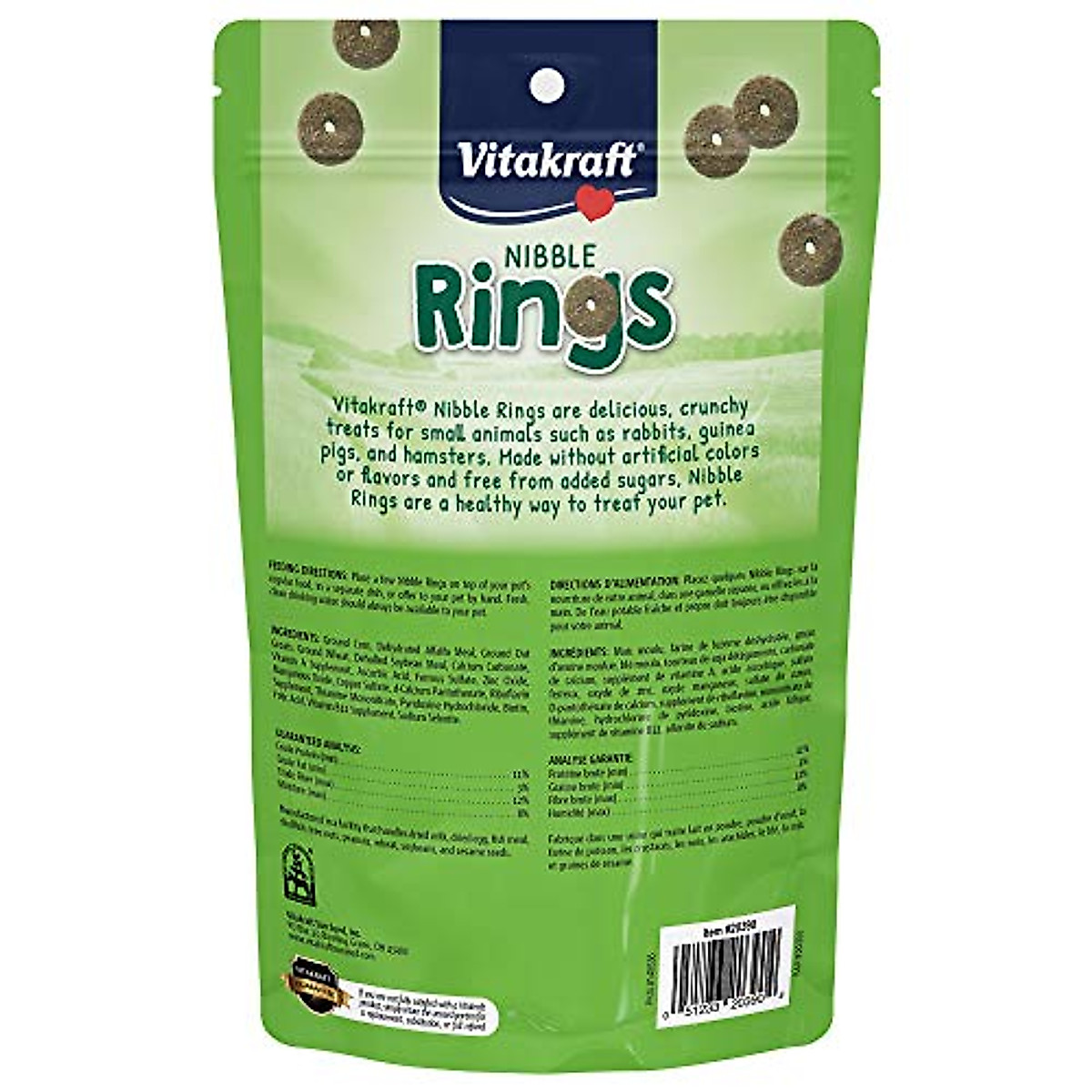 Vitakraft Nibble Rings Small Animal Treats - Crunchy Alfalfa Snack - For Rabbits, Guinea Pigs, Hamsters, and More