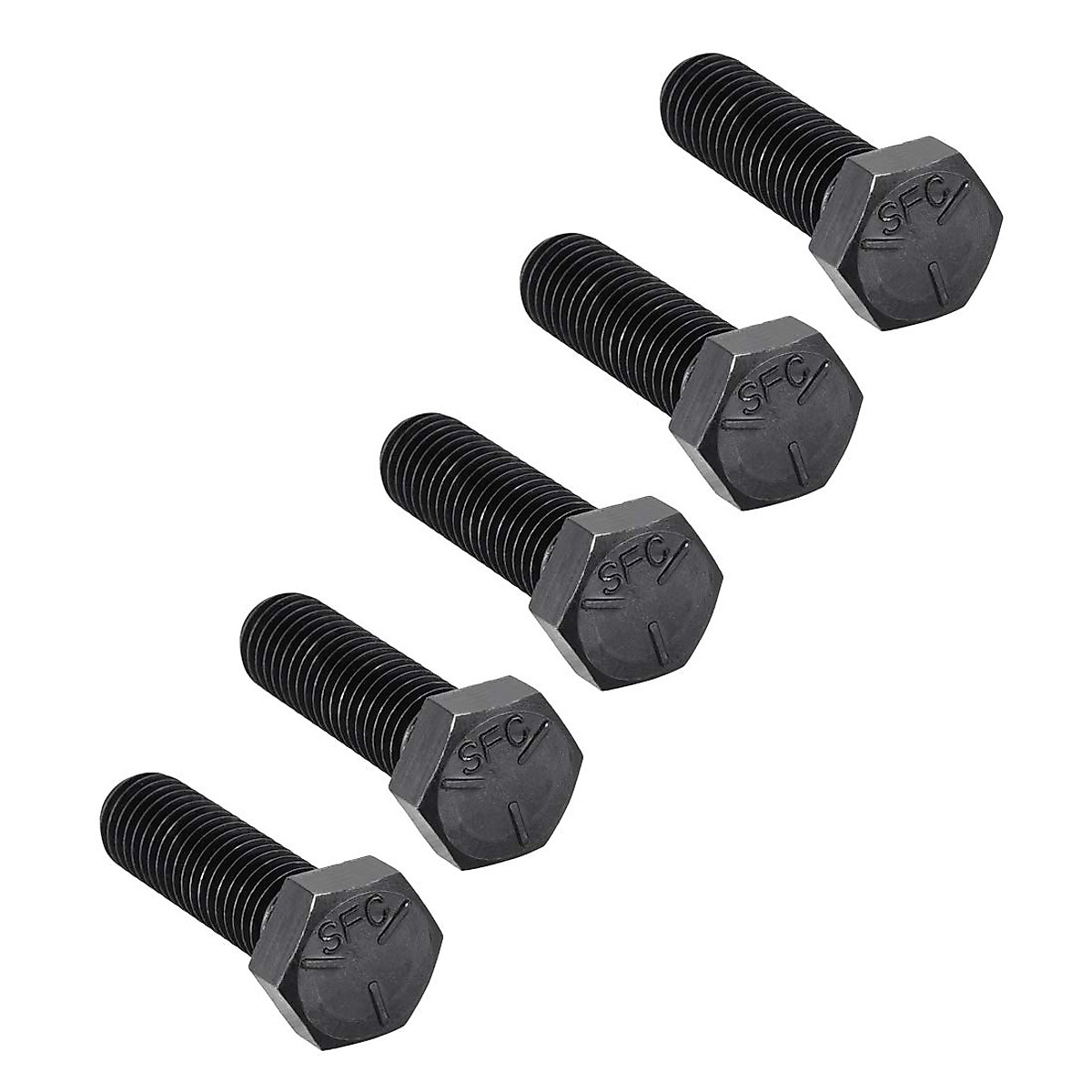 uxcell 1/2''-13 * 1-3/4'' Hex Head Screw Bolts Fastener Grade 5 UNC Carbon Steel Black 5pcs