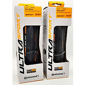 Continental Ultra Sport III 700x23 Black/Black Folding PureGrip - Pair (2 Tires)