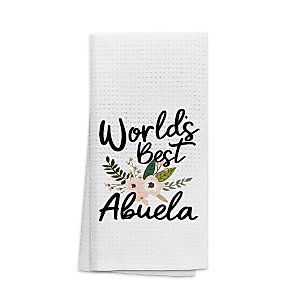 OHSUL World's Best Abuela Spanish Floral Highly Absorbent Kitchen Towels Dish Towels Dishcloth,Grandma Hand Towels Tea Towel for Bathroom Kitchen Decor,Grandma Abuela Birthday Gifts