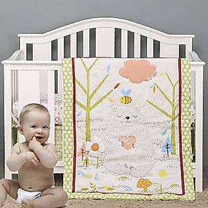 Brandream Bear Nursery Bedding Boys Woodland Animal Comforter Set Brown Baby Crib Sheet 3 Piece, Nursery Bedding Collection,100% Cotton