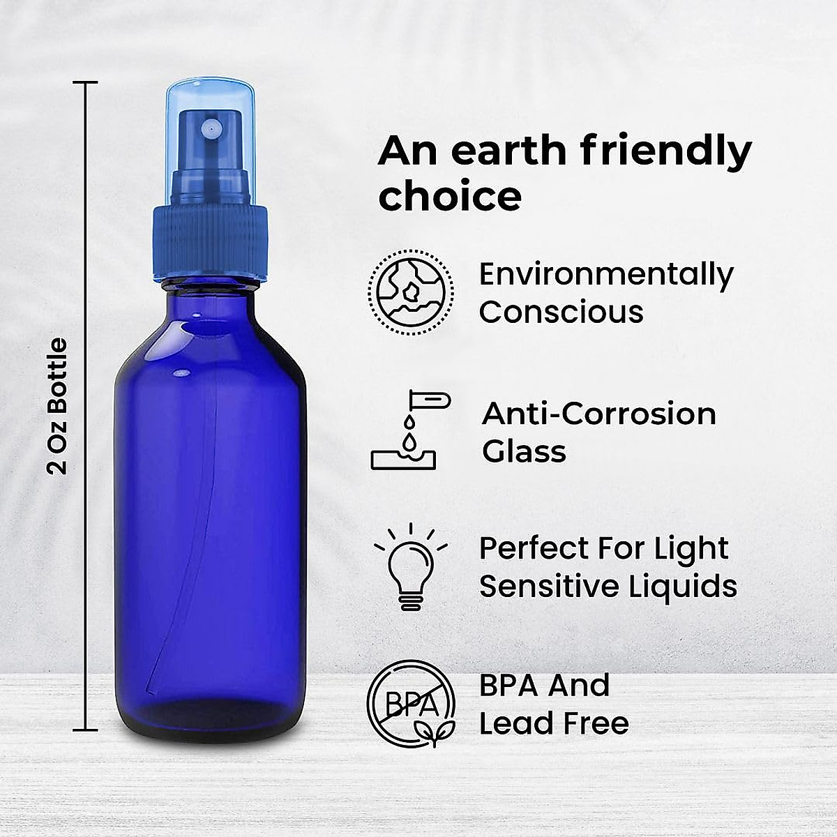 CULINAIRE 2oz Glass Spray Bottles for Essential Oils with Gold Pen Marker, Small Fine Mist Spray Bottle, Refillable, for Hair Spray, Essential Oils, Colognes, and Hand Sanitizers, Blue, Pack of 12