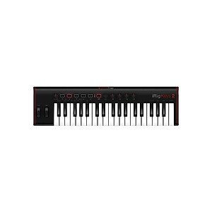 IK Multimedia iRig Keys 2 portable keyboard MIDI controller with 37 velocity-sensitive synth-action mini keys and headphone output, for iPhone, iPad, Mac, PC, Android