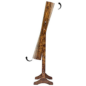 Knocbel 6 LED Jewelry Cabinet Full Body Mirror Lockable Jewelry Armoire Standing Angel Adjustable Storage Organizer Box with Inner Mirror & 2 Drawers, 15.75" L x 15" W x 61.42" H (Antique)