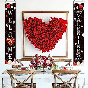 DmHirmg Valentine's Day Porch Banner,Hanging Porch Sign, Hanging Decorations for Home Outdoor Decor (Black)