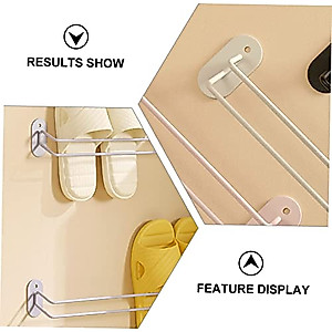 WATIIFUFU 1pc Shoe Storage Rack Adhesive Shoe Organizer Bathroom Towel Rod Wall Mounted Shoe Rack Towel Holder Wall Shoe Rack Organizer Towel Racks Wall-Mounted Carbon Steel Sandal Rack
