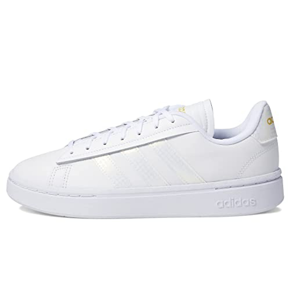 adidas Women's Grand Court Alpha Sneaker, White/White/Gold Metallic, 8.5