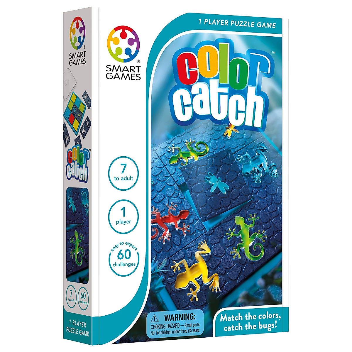 SmartGames Color Catch Travel Game for Kids and Adults, a color-changing, STEM Focused Cognitive Skill-Building Brain Game - Brain Teaser for Ages 7 & Up, 60 Challenges.