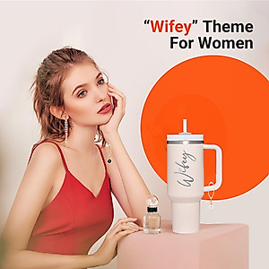 JETIKON Wifey Hubby 40 oz Tumbler Cup for Couples with Handle Lids Straws Letter Charm Accessories 2 Pack Wedding Gifts for Couples 2024 Engagement gift Bridal Shower Gift for Bride Groom Newlyweds