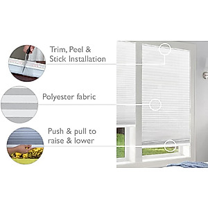 Redi Shade No Tools Easy Lift Trim-at-Home Cordless Pleated Light Blocking Fabric Shade White, 30 in x 64 in, (Fits windows 19 in - 30 in)