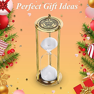 Vintage Sand Timer 5 Minute Hourglas,5.1 Inch Small Sand Clock, Antique Brass Grave Sand Watch 5 Min,Antiguo Reloj De Arena 5 Minuto,Metal Unique Sandglass for Kitchen Home Office Game Gifts