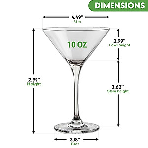 K BASIX Unbreakable Martini Glasses Set of 2 Reusable Plastic 10oz (300mL) Perfect for Cocktail Whiskey Margarita Glassware for Home Bar Martini Glass Birthday & Martini Set