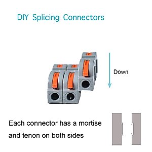 Glutoad 50 Pcs Lever Wire Connectors, 1 to 1 Inline Wire Connector Push-in, Compact Splicing Electrical Connectors Butt Terminals, for Quick Connect 28-12 AWG