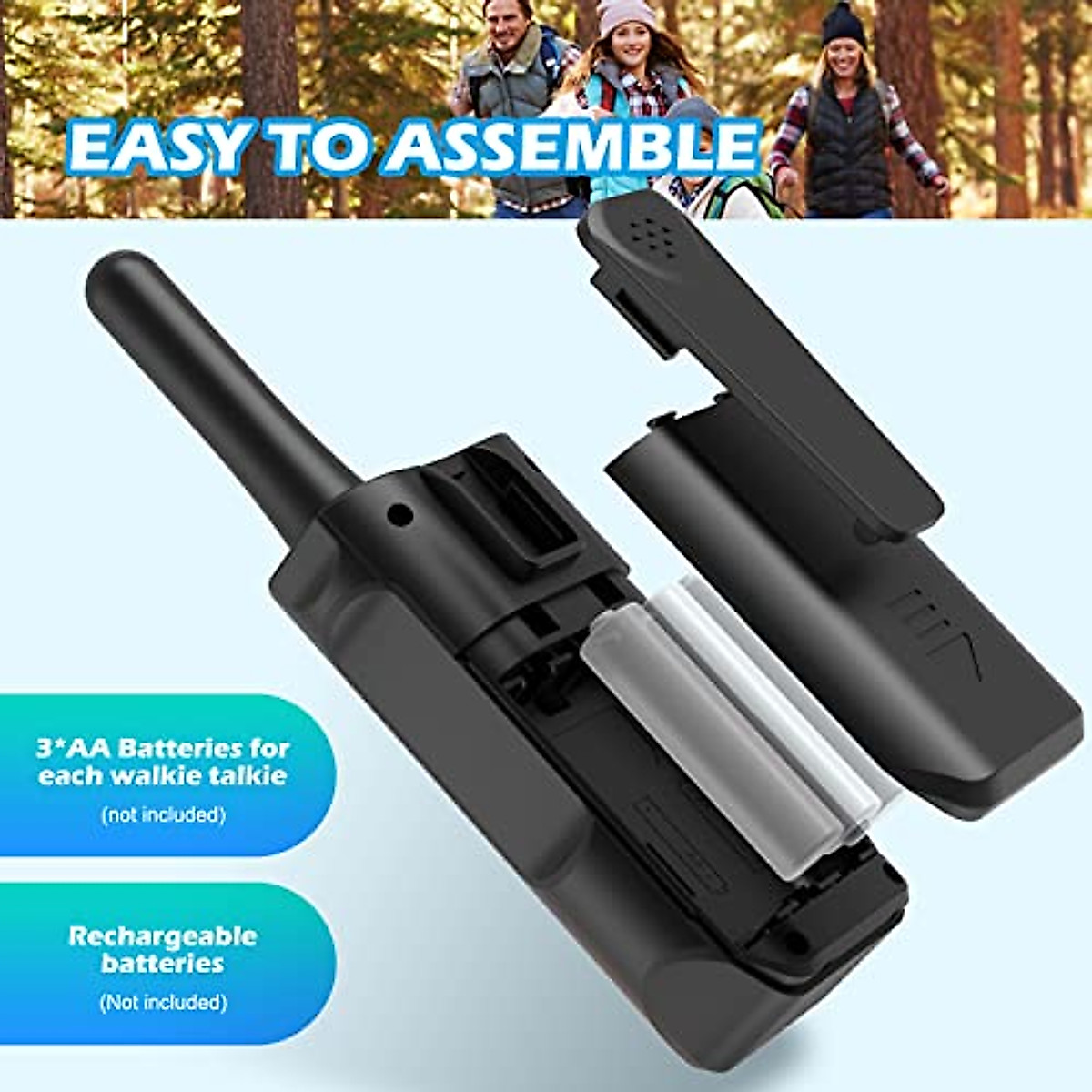 Walkie Talkies 4 Pack, Walkie Talkies for Adults Long Range FRS Walky Talky Two-Way Radios with 22 Channels FRS VOX LCD Display for Camping Hiking Cruise Ships