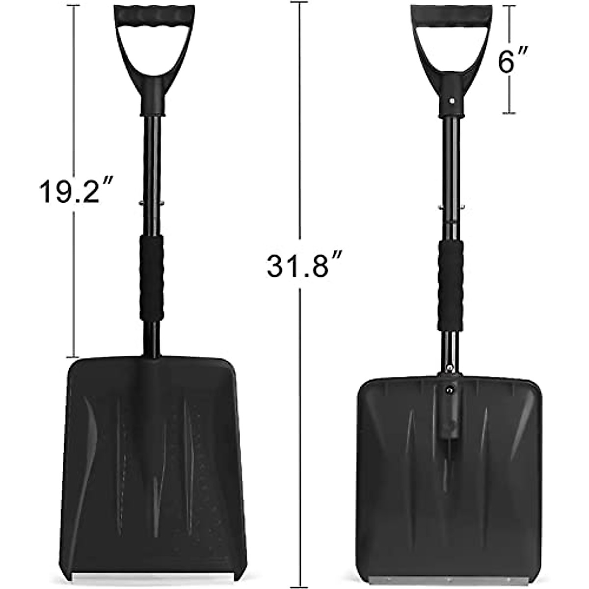 Snow Shovel for Driveway, Portable Snow Shovel with Handle and Large Capacity for Snow Removal, Lightweight Sport Detachable Shovel for Car Emergency Camping Garden
