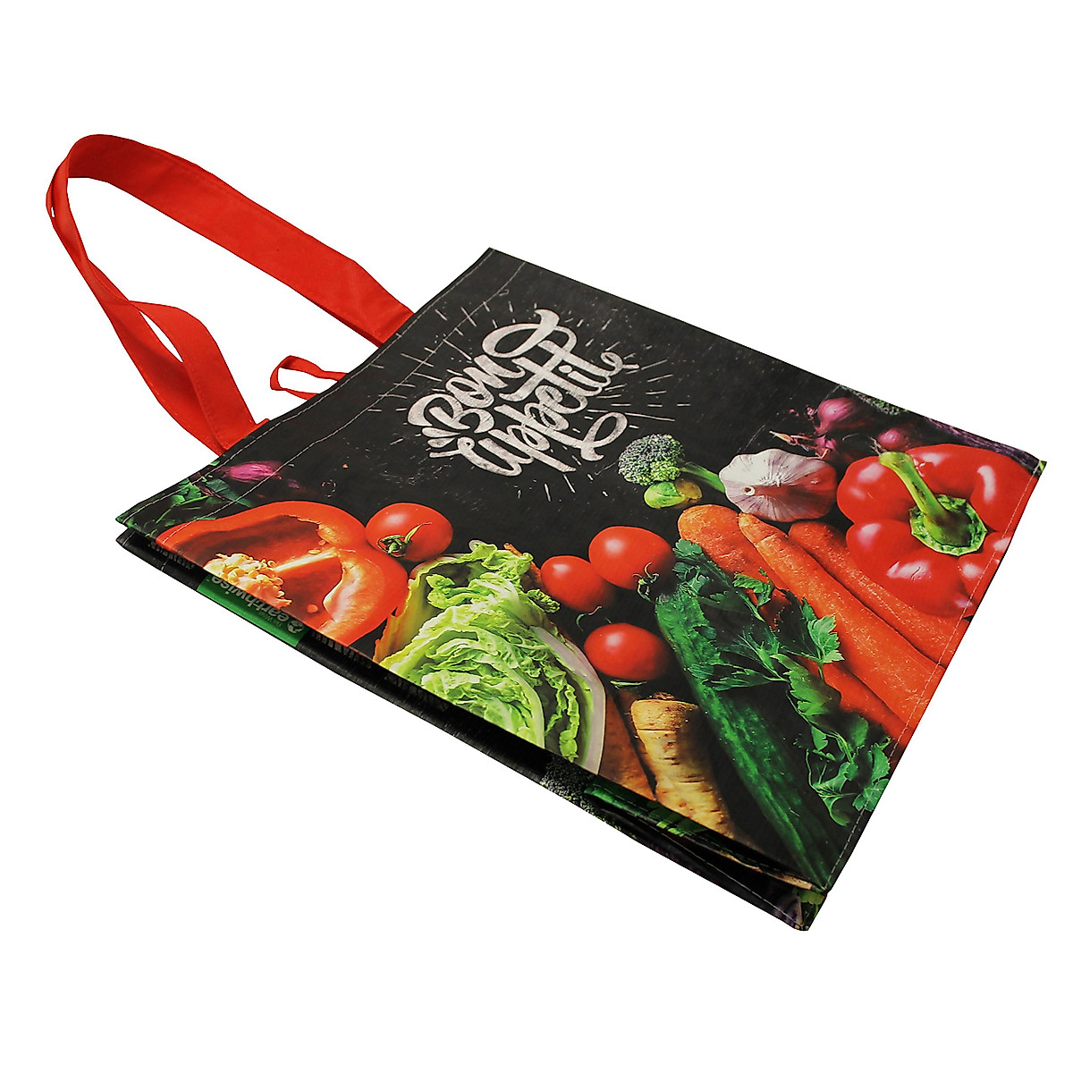 Earthwise Reusable Grocery Shopping Bags Extremely Durable Multi Use Large Stylish Fun Foldable Water-Resistant Totes Design - Chalkboard Veggies (Pack of 5)