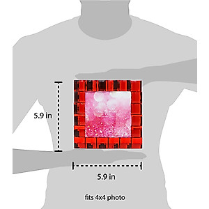 Isaac Jacobs Decorative Sparkling Red Jewel Picture Frame, Photo Display & Home Décor (4x4, Red)