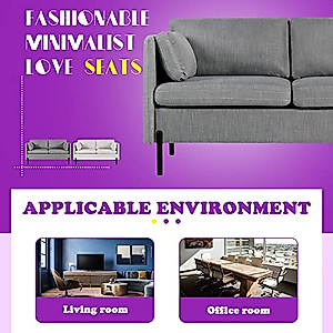 TYBOATLE Upholstered Modern Loveseat Sofa Couch with 2 Rectangular Pillows and Metal Legs, 55" W Fabric Comfy Couches for Living Room, Bedroom, Compact Small Space, Apartment, Office (Grey)