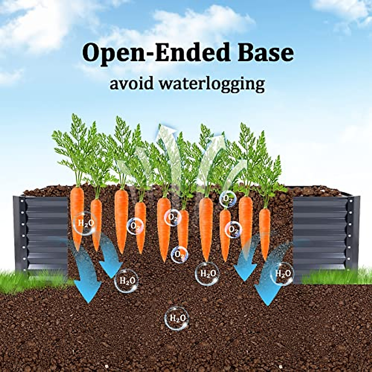 KGAR 8x4x2ft Metal Raised Garden Bed Outdoor Garden Raised Planter Box for Vegetables Flowers Herbs, Dark Grey