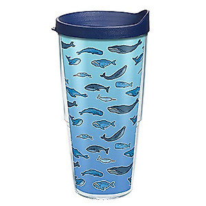 Tervis Made in USA Double Walled Whale Tail Insulated Tumbler Cup Keeps Drinks Cold & Hot, 24oz, Clear