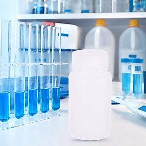 PATIKIL 24 Pcs 125ml Reagent Bottles, HDPE Wide Mouth Round Bottles with Screw Cap for Lab Water Reagent Liquids Solid Sample Storage Seal, Translucent White