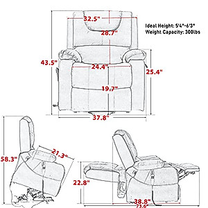 Irene House Large Recliner Lay Flat Chair Dual OKIN Motor Lift Chair Recliners for Elderly Infinite Position with Heat Massage Electric Power Lift Recliner Chair, Model Ollie(Brown, Faux Leather)