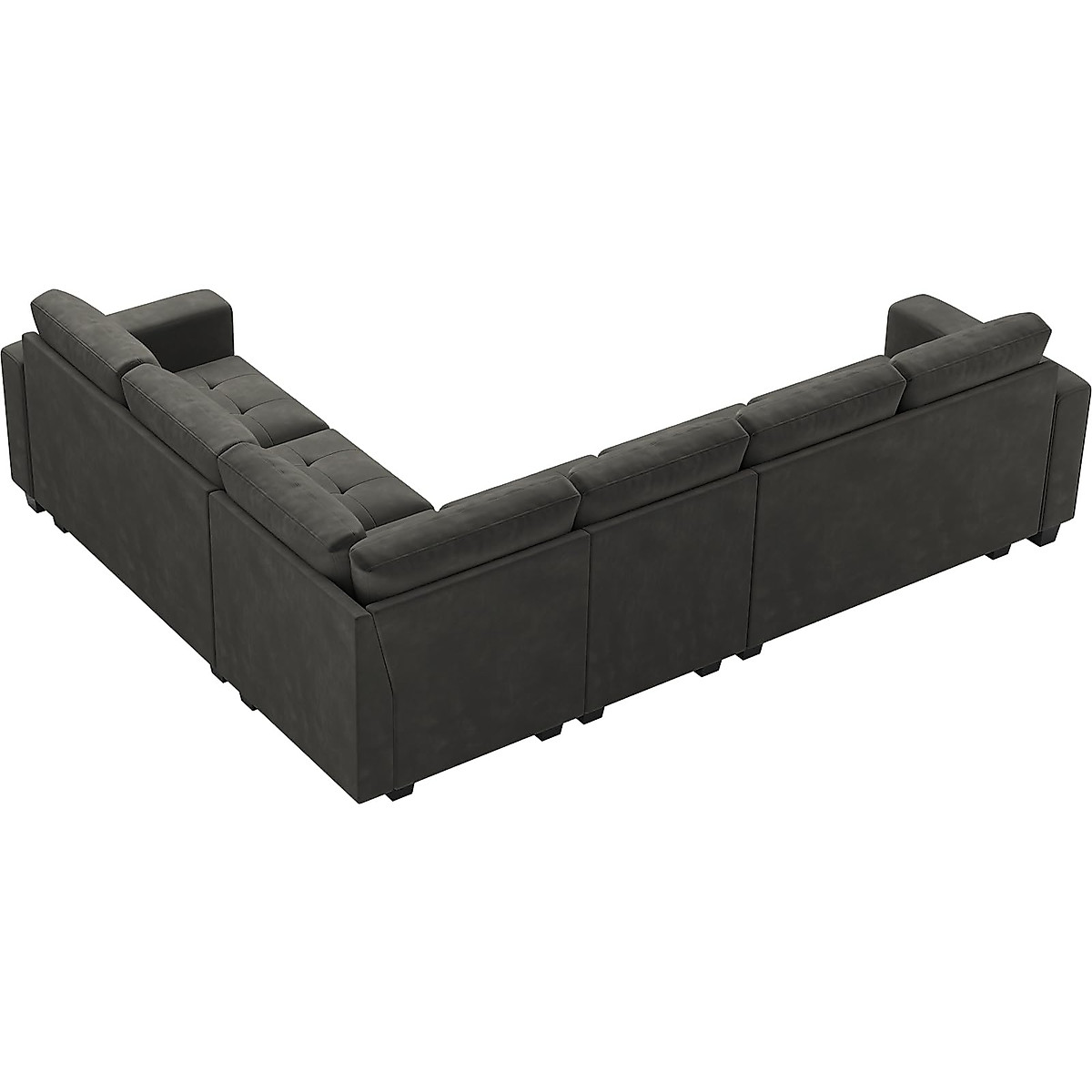 Belffin Grey Velvet L-Shape Sectional Sofa with Reversible Chaise, 107.8'L x 84.2'W x 35.8'H, Modular, Modern, Sofa Couch for Living Room, 5 Seater, Easy Assembly