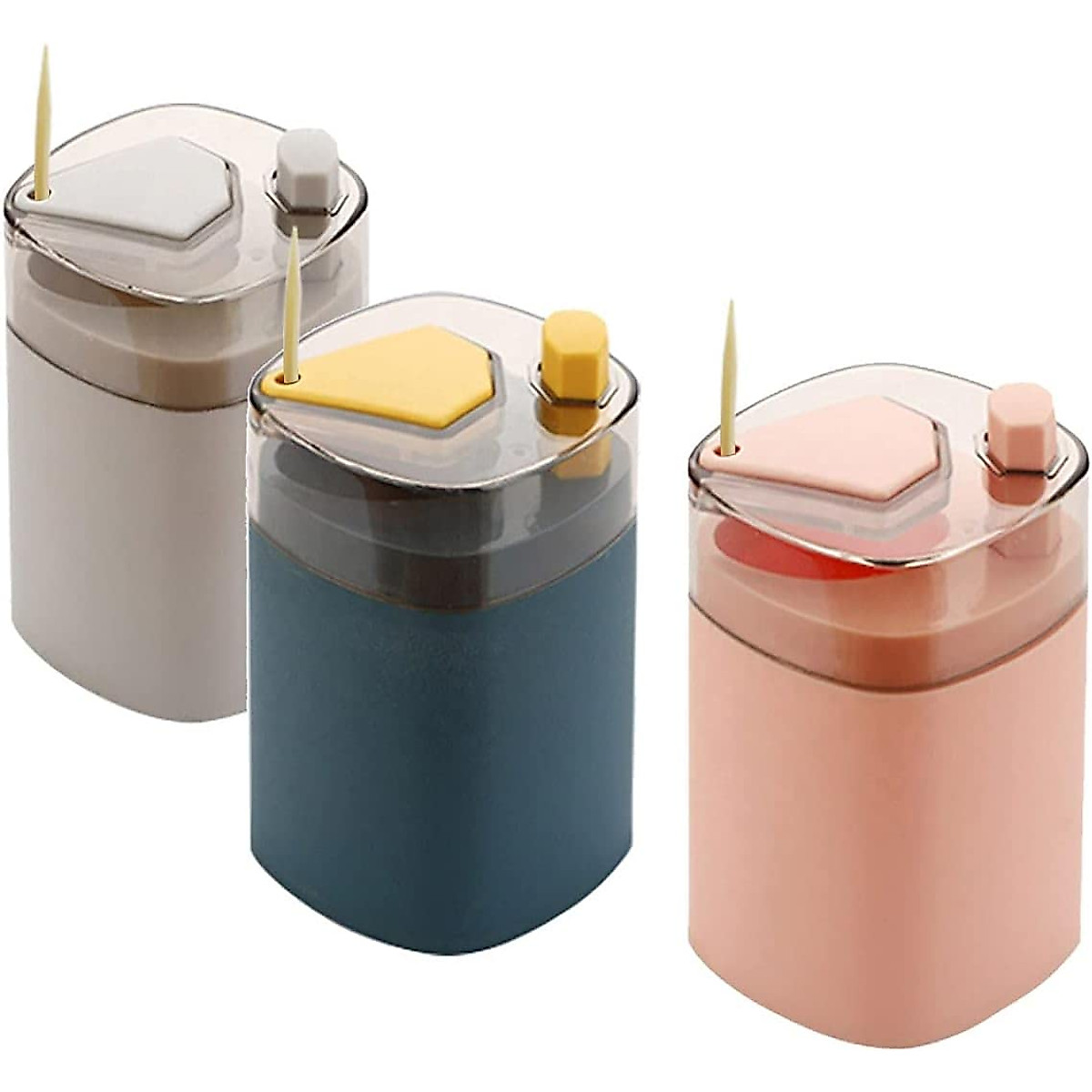 H&W 3PCS Toothpick Holder Dispenser, Toothpick Holder, Pop-Up Automatic Toothpick Dispenser for Kitchen Restaurant Thickening Toothpicks Without Toothpicks