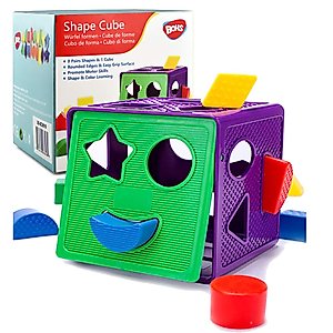 BOHS Geometric Shape Sorting Cube Baby Toys, with 18 Shapes and 1 Cube