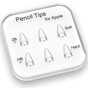 Pencil Tips for Apple Pencil 1st / 2nd Generation & Logitech Crayon - Soft and Hard, Double Layered iPad Pencil Tip, Used for 3 Years - 6 Pack