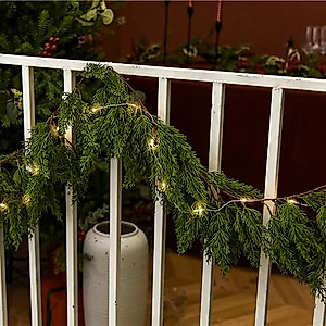 6FT PARTY JOY Seasonal Artificial Christmas Garland with Lights Pine Needle Cypress Garland for Holiday Winter Indoor Outdoor Decor