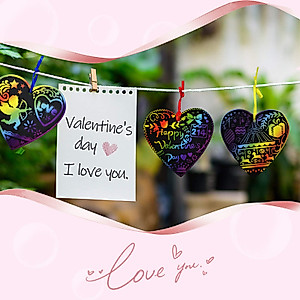 Uniticber 40 PCS Valentines Day Gifts Scratch Art Paper Crafts for Kids, Magic Color Valentine Heart Cards & Art for Kids, Create Rainbow Scratch Off Paper Cards for Classroom Party Supplies