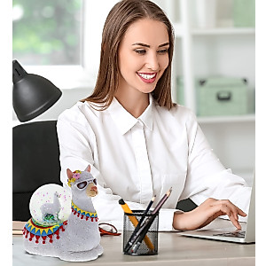 CoTa Global Llama Snow Globe Decor - Elegant Pink Sparkle Glitter Inside The Snow Globe Figure, Animal Figurines for Kids and Adults, Collectible Snow Globes Ornament for Birthday, Christmas - 45 mm