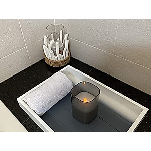 Set of 2 Ombre Wooden Serving Tray for Ottoman Coffee Table Breakfast in Bed Tea Accessory Organizer (16 & 10 Inch Grey Ombre)