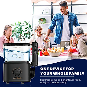 Dental Water Flosser Teeth Cleaner - Zerhunt High Frequency Pulsed Water Flosser Electric Oral Irrigator with 5 Interchangeable Nozzles for Braces, Implants, Bridges, 600ML Large Capacity Black