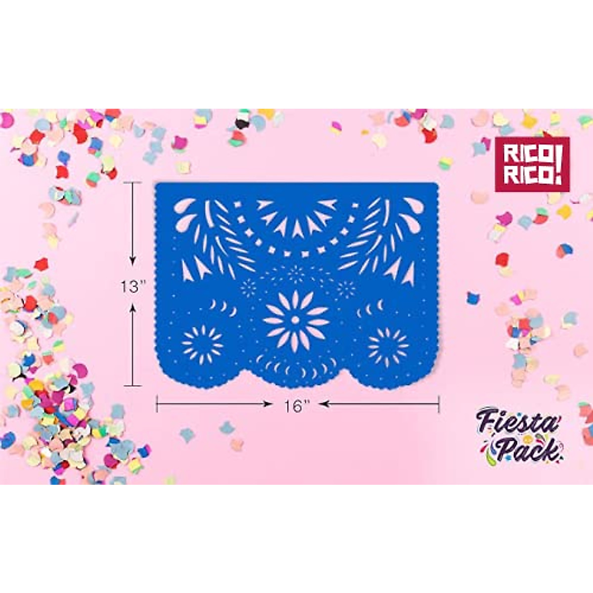 RICO RICO - Plastic Papel Picado 5 Pack, Ideal for a Mexican Fiesta, Mexican Party Decorations, Cinco de Mayo, Mexican Themed Party and Fiesta Party Supplies, 80 Ft Total Long - 10 Unique Designs.