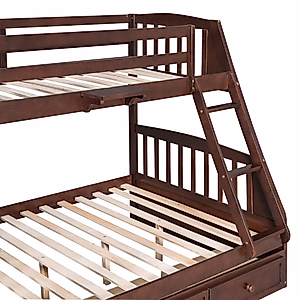 LostCat Twin Over Full Bunk Bed with Storage Drawers, Twin Over Full Size Bunk Beds with Stairs and Ladder for Kids, Teens and Adults, Easy Assembly, No Box Spring Needed, Espresso