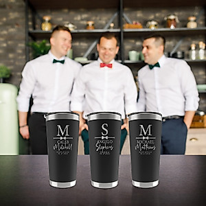 United Craft Supplies Groomsmen Gifts Set of 6, Groomsmen Tumblers Personalized w/Engraved Names & Title, 20 or 30 Oz, 3 Colors, Double Wall Stainless Steel Tumblers, Groomsmen Proposal D5