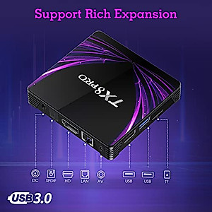 Android TV Box 11.0, TX8 PRO Android TV Box 4GB RAM 64GB ROM, Android Box with Amlogic S905W2 Quad Core 64 Bits, AV1 6K/4K 3D USB 3.0 BT 4.2 TV Box
