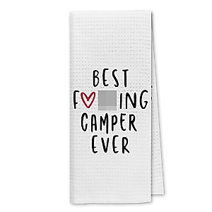 Dibor Best Camper Ever Kitchen Towels Dish Towels Dishcloth,Funny Camping Decorative Absorbent Drying Cloth Hand Towels Tea Towels for Bathroom Kitchen,Campers Gifts