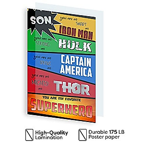 Son, You Are My Favorite Superhero - Artistic Typography Poster, Motivational Inspirational Quote Wall Art Print Great Decor for Kids Childs Bedroom Nursery Decor 16x24 Inch (Unframed)