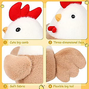 Skylety Chicken Stuffed Plush 8.6 Inch Cute Rooster Plushie Chicken Stuffed Animal Fluffy Stuffed Animals Toys Chicken Presents for Graduation Most People(Cute Style)